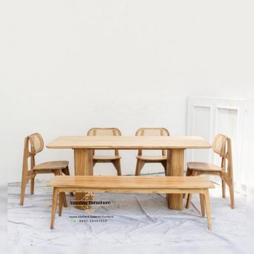 Jual Meja makan set kursi rotan jati grade A - Meja makan minimalis ...