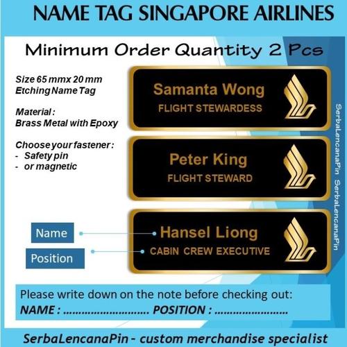 Jual Singapore Airlines Name Tag - SIA SQ - Flight Stewardess Name ...
