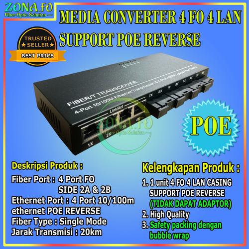 Promo Media Converter 4 FO 4 LAN POE 100 Mbps HTB 4 SC 4 LAN Fiber ...