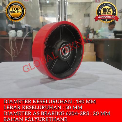 Jual Roda Hand Pallet 180 X 50 mm Merah Roda PU pallet barang 3 ton 3t ...