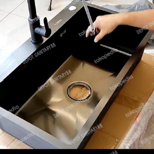 Jual Kitchen zink 7545 wings black komplit+kran tarik - Jakarta Selatan ...