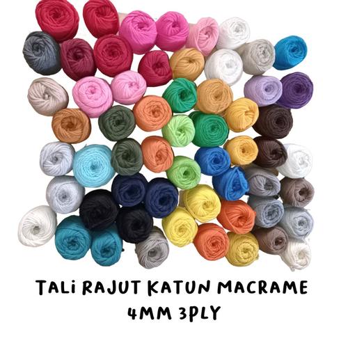 Jual tali katun macrame 4mm 100 gram tali rajut benang warna - part 2 ...