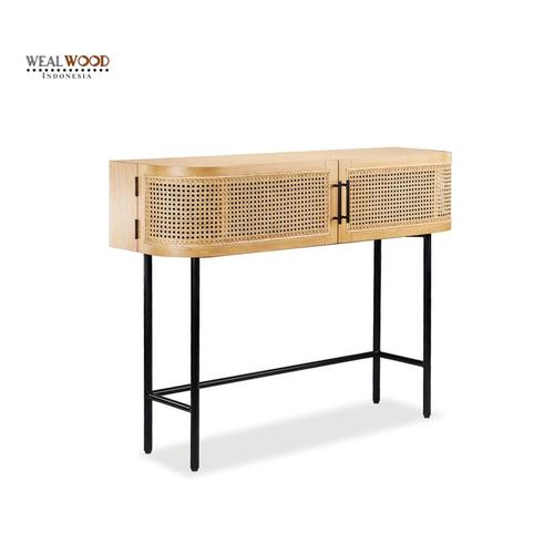 Jual meja console jati minimalis/meja kayu jati laci rotan besi/meja ...