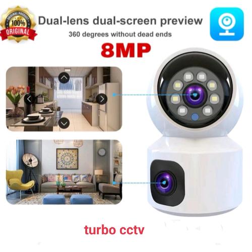 Jual New CCTV Indoor WiFi 8MP Dual Lens IP Camera 360’ PTZ Kamera HP ...