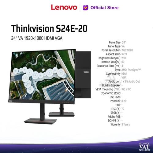 Jual Monitor LED Lenovo Thinkvision S24E-20 24" VA 1920x1080 HDMI Vesa - S2 - Kab. Malang - ARPA ...