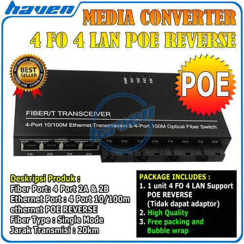 Promo Media Converter 4 FO 4 LAN POE 100 Mbps HTB 4 SC 4 LAN Fiber ...