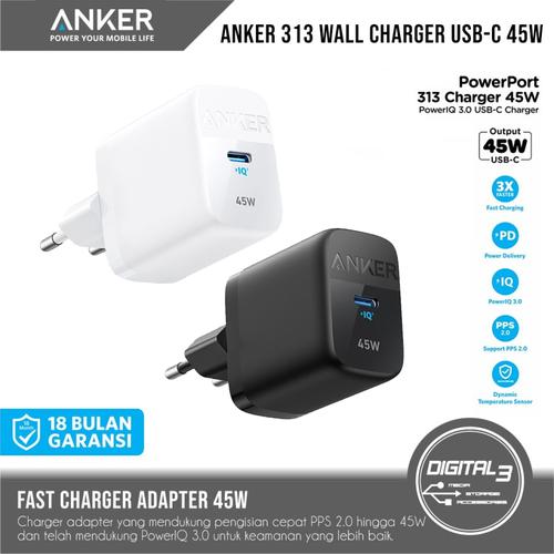Jual Anker Powerport 313 Wall Charger 45W USB C PPS Fast Charging ...