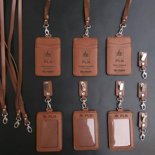 Jual Name Tag Id Card Holder Kulit Asli Free Custom Nama & Logo ...
