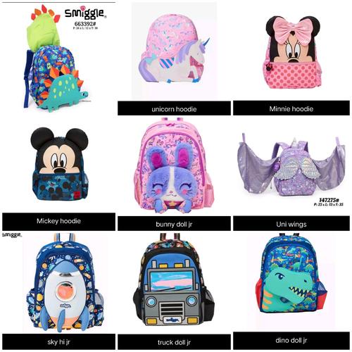 Jual Smiggle Junior Backpack Stegosaur, Minnie, Mickey, Butterfly,Bunny ...