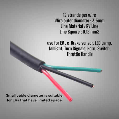 Jual Kabel Isi 3 Diameter Kecil AWG 26 Cocok untuk Fiido, EV, Molis ...