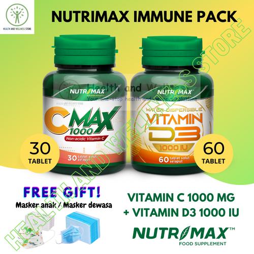Jual PAKET NUTRIMAX PROTEKSI IMUN VITAMIN C MAX 1000 MG VITAMIN D3 1000 ...