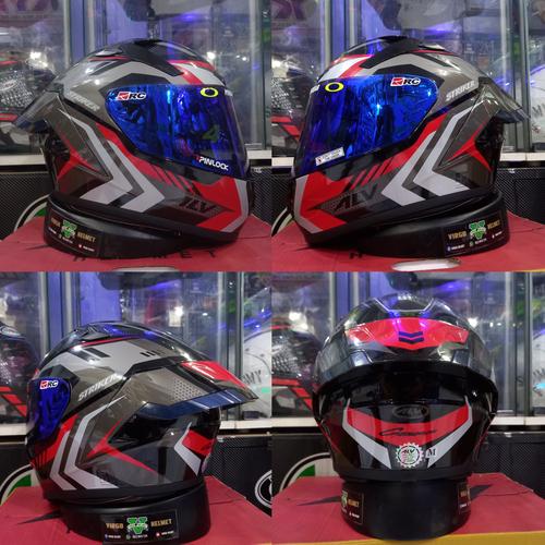 Jual HELM ALV GENESIS FULL FACE MOTIF STRIKER BLACK RED - STONE GREY ...