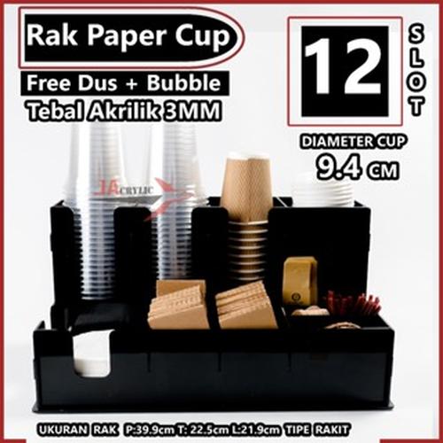 Promo Rak Paper Cup Akrilik Complete / Organizer Paper Cup 12 Slot ...