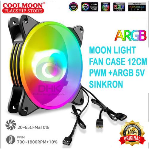 Jual Fan moon light 12cm Sinkron ARGB PWM coolmoon fan casing - Putih ...