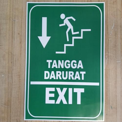 Jual stiker rambu tangga darurat / exit / sticker sign tangga darurat ...