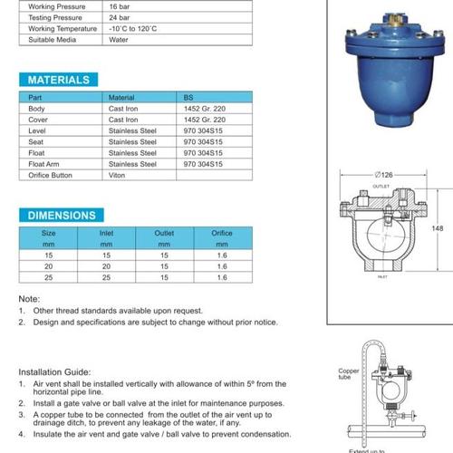 Jual EF Tozen Automatic Air Vent 1 inch Cast Iron Drat Connection ...
