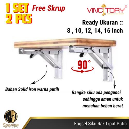 Jual Engsel Bracket Rak Siku Meja Lipat Dinding Besi Putih Vincitory ...