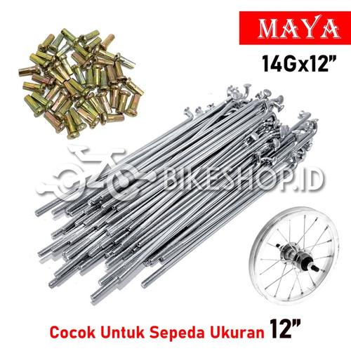 Jual Jari-jari jeruji sepeda ukuran 12 inch panjang 8.7 cm spoke chrome ...