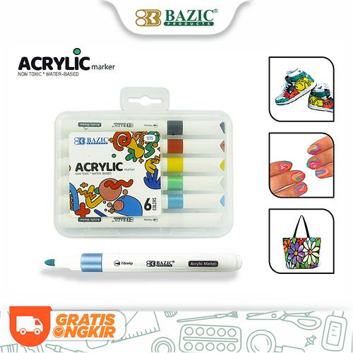 Jual Bazic Acrylic 6 Marker Color - Spidol - Jakarta Utara - Bazic ...