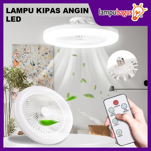 Jual LED Kipas Angin Plafon 50W 2in1 Lampu Kipas LED E27 + Remote - Kab ...