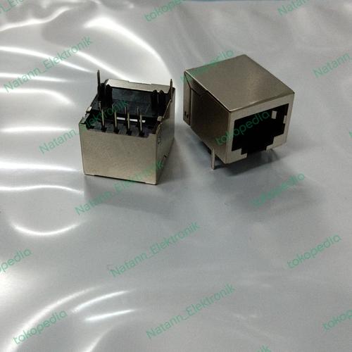 Jual 4957 soket socket female connector rj45 rj 45 pcb silver pendek ...