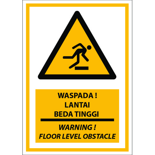 Jual Sign Akrilik K3 Waspada Lantai Beda Tinggi /Floor Level Obstacle ...