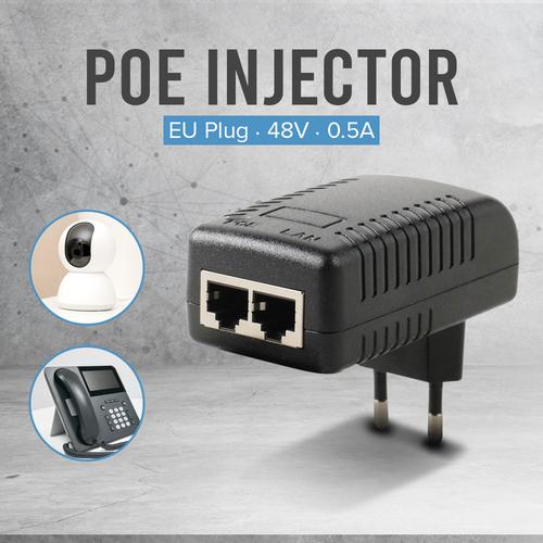 Jual Adaptor Poe Injector Ethernet Eu Plug 48v 0.5a Poe 4805 Black ...