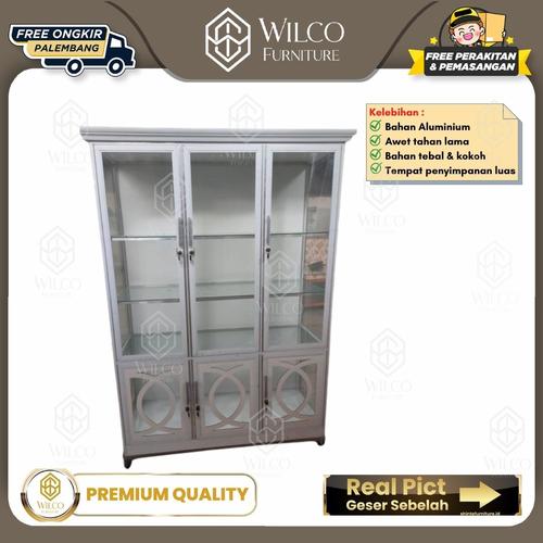 Jual Lemari Hias 3 Pintu Aluminium Full Rak Kaca / Lemari 3P Kaca ACP ...