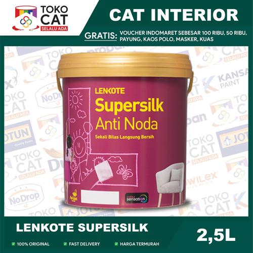 Jual Cat Tembok Dalam Lenkote Supersilk Anti Noda Warna Putih 2,5 Liter ...