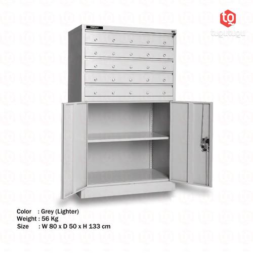 Promo Lemari Besi Penyimpanan Berkas 2 Rak 2 Pintu Ayun Swing 5 Laci ...