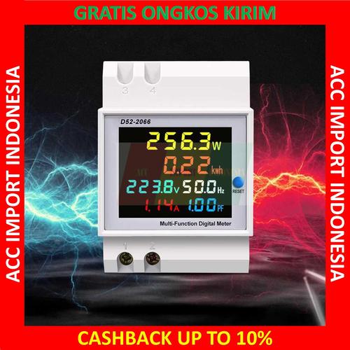 Promo Meteran Listrik Digital Display Din Rail Single Phase 300V 100A ...