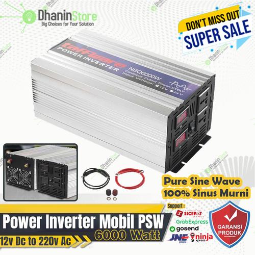 Promo Power Inverter Mobil DC 12V to AC 220V Pure Sine Wave PSW 6000 ...
