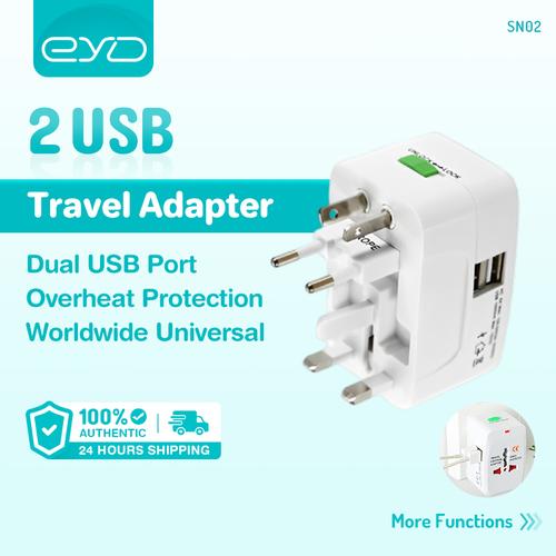 Jual EYD SN01 Universal Travel Adapter EU UK US Plug 2 USB Charger ...