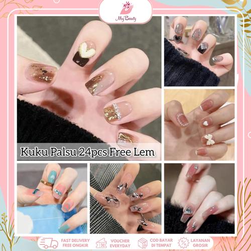 Jual KUKU TIPE Z 24pcs Set Kuku Palsu Dan Lem/Long Fake Nail Art ...