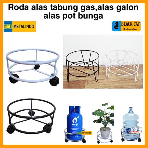 Jual alas roda besi tabung gas 12 kg roda galon alas pot bunga - Hitam ...