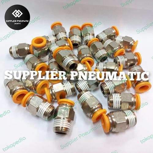 Jual EMC FITTING PNEUMATIC ANGIN PUSH IN LURUS DRAT 1/4" SELANG 8MM ...
