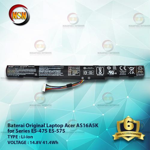 Jual Baterai Internal Original AS16A5K for Laptop Series E5-475 E5-575 ...