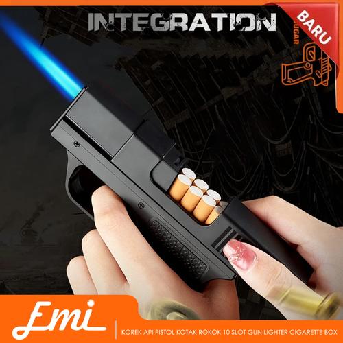 Jual Korek Api Pistol Kotak Rokok 10 Slot Gun Lighter Cigarette Box ...