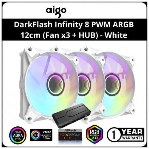 Jual AIGO DARKFLASH INFINITY 8 ARGB 3 IN 1 COOLER FAN WHITE - Kota ...