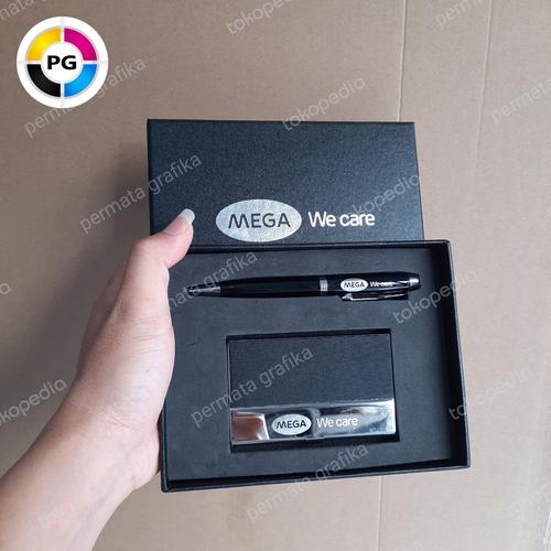 Jual gift set pulpen kotak kartu nama custom , souvenir set pulpen ...