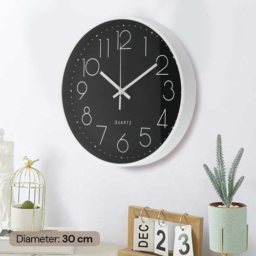Jual Jam Dinding Bulat Quartz minimalis rumah kamar cafe dapur 30cm ...