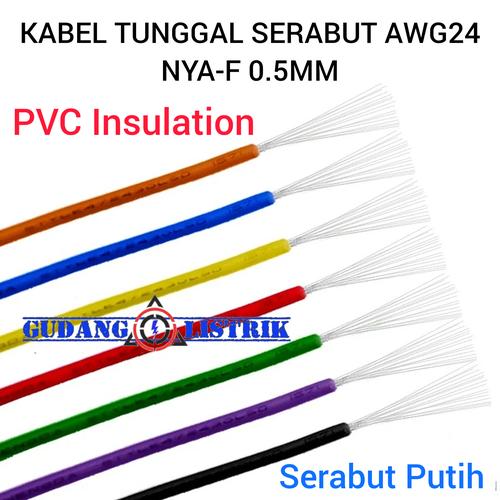 Jual Kabel Tunggal Serabut Silver AWG24 NYA-F 1x10 0.5mm Tembaga Murni ...