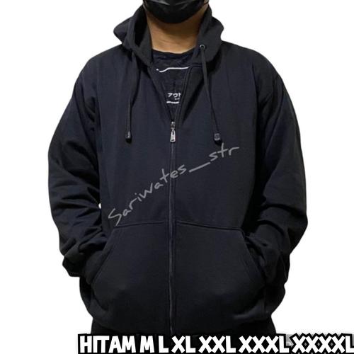 Jual SWEATER POLOS XXXL XXL XL L M HOODIE JUMBO HITAM BIGSIZE COWOK ...