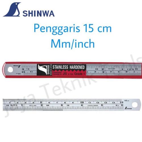 Jual Penggaris Shinwa 15 cm mm/inch Stainless Steel Ruler Besi Baja ...