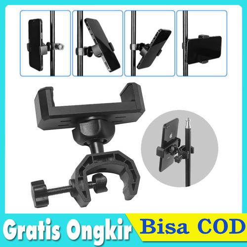 Jual Phone Holder Tripod Mount Clamp Bracket Penjepit Stand Tiang Vlog ...