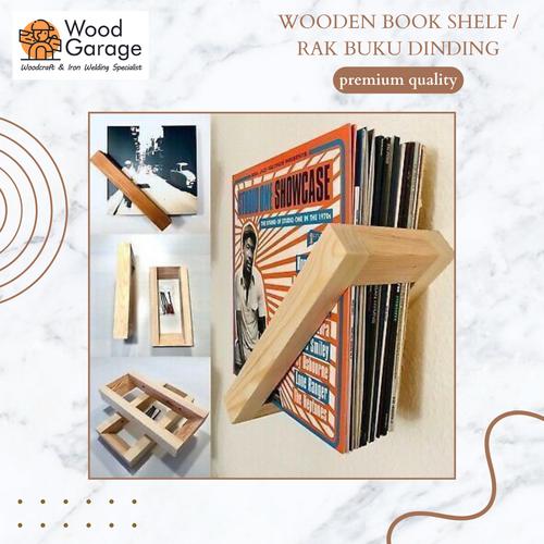 Jual Wooden book shelf / rak buku kayu tempel dinding aesthetic ...