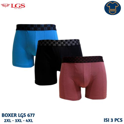 Jual Boxer pria jumbo LGS 677 isi 3 - celana dalam boxer big size ...