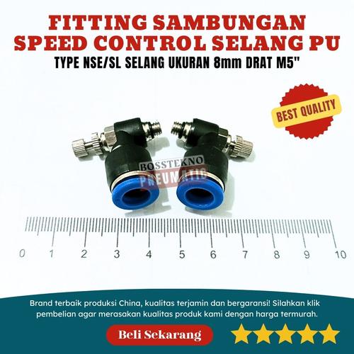 Jual Grosir Fitting Pneumatic SPEED CONTROL selang UKURAN 8mm drat M5 ...