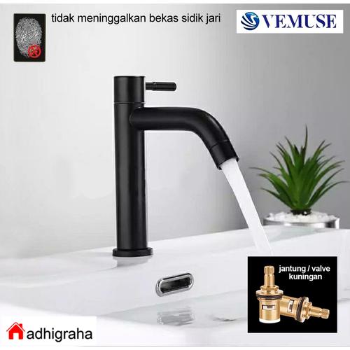 Jual kran wastafel bambu lurus sus 304 hitam vemuse 18-ST-LK-KWL-05 ...