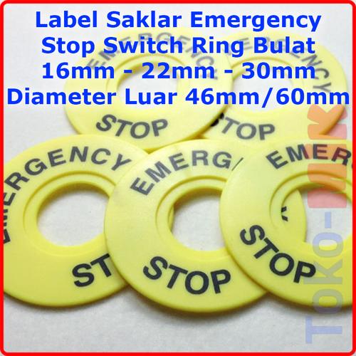 Jual Tulisan Label Saklar Darurat Emergency Stop Switch Panel Bulat ...